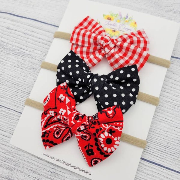 Red Bandana Bows - Etsy