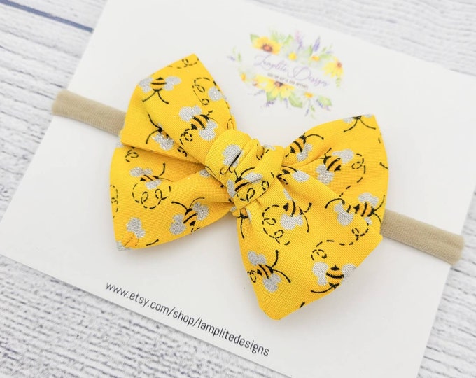 Honey Bee Fabric Hair Bows - Bee Hair Bow - Bee-day Party - Bee ...