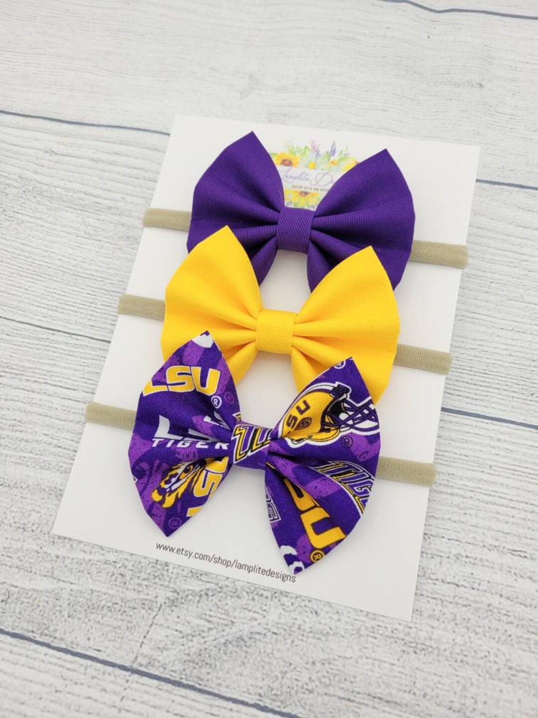 LSU Fabric Hair Bows - Set of 3 Baby Bows - Louisiana State University ...