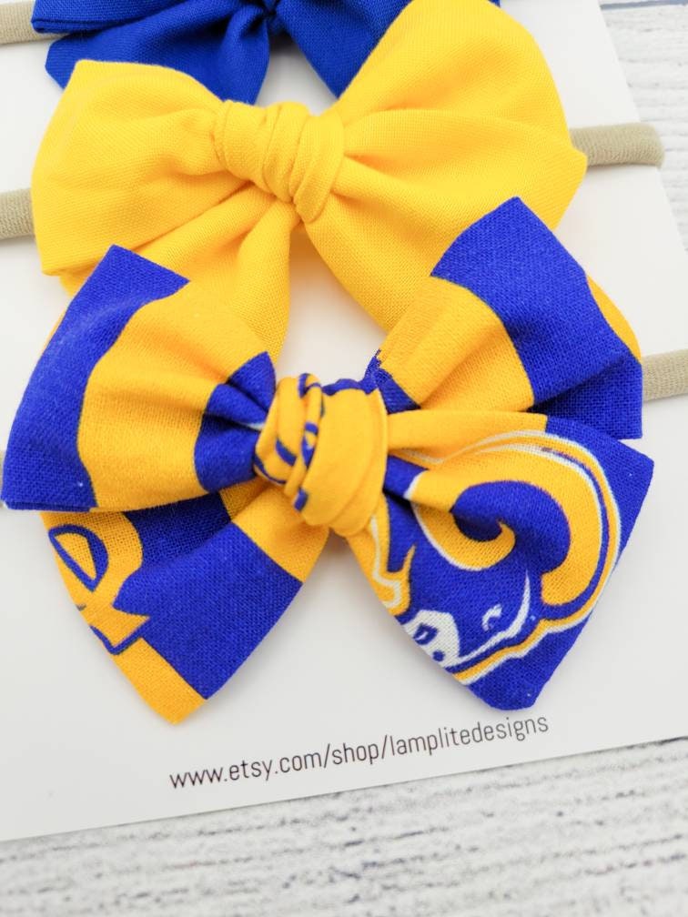 Las Angeles Rams Set of 3 Fabric Hair Bows Blue Gold Hair - Etsy