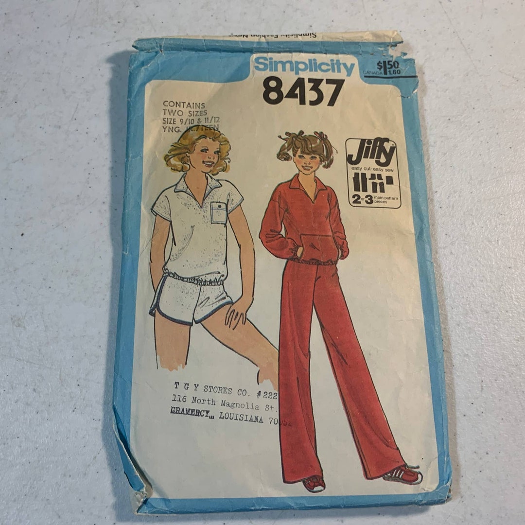 Vintage Sewing Pattern Simplicity 8437 Gym Athleisure Teen Junior Girl ...