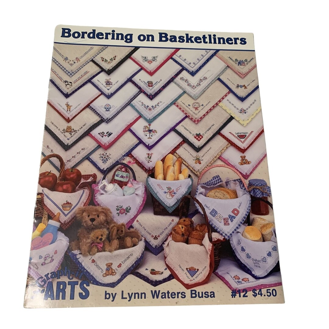 Vintage Craft Leaflet Cross Stitch Borders Bordering on Basketliners ...