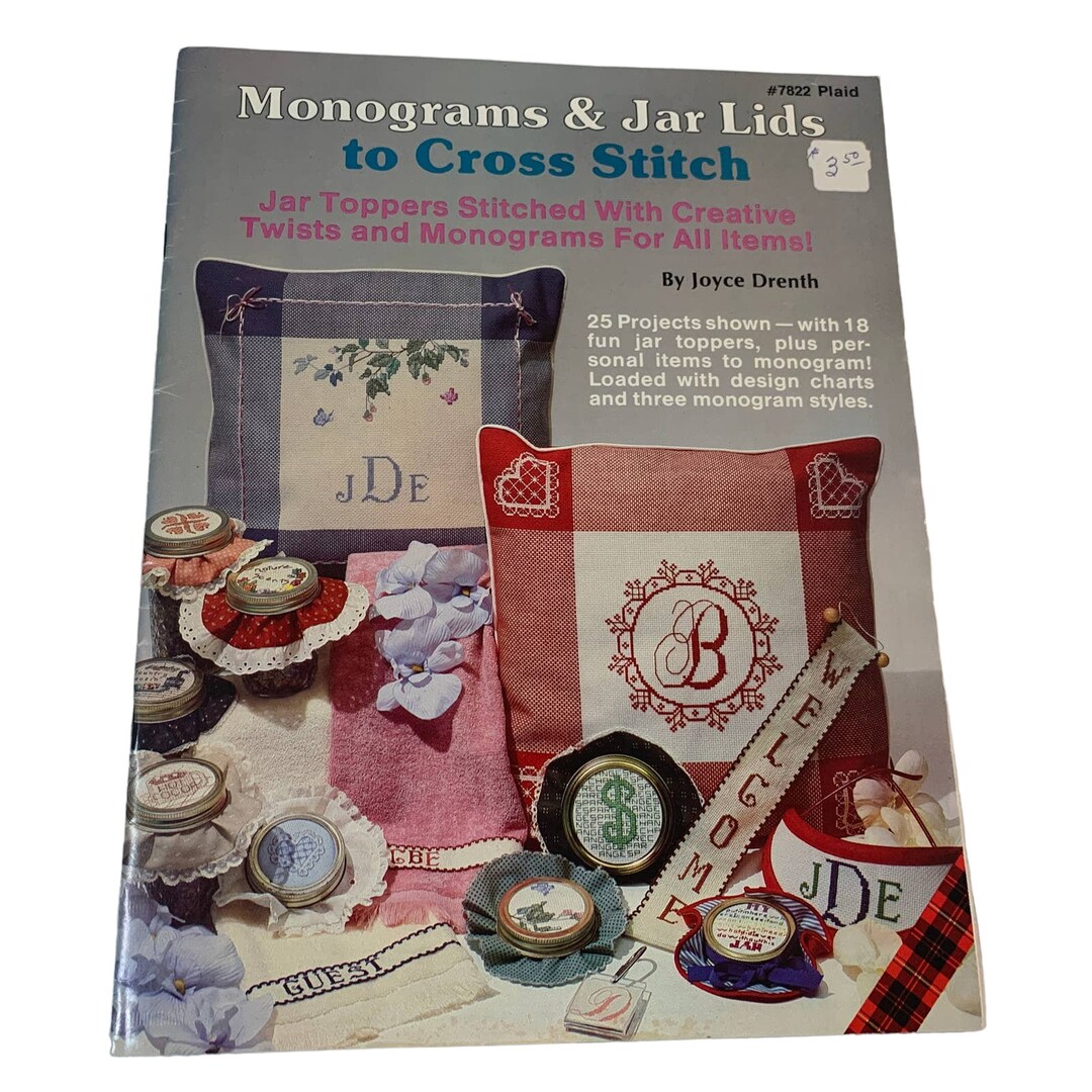 Vintage Book Monograms and Jar Lids to Cross Stitch Charts Toppers ...