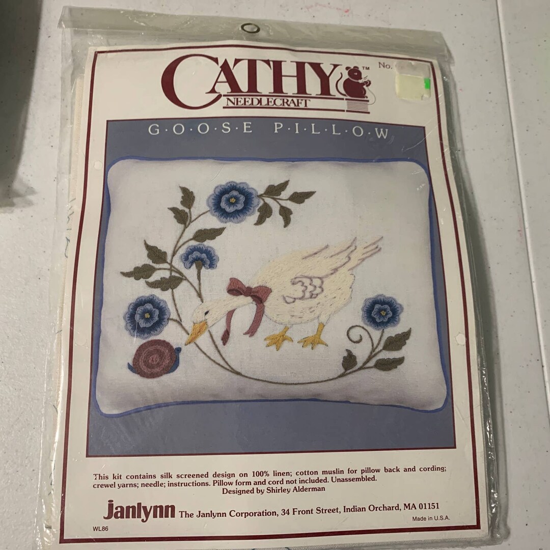 Vintage Crewel Kit Cathy Needlecraft Goose Pillow 0365 Janlynn ...