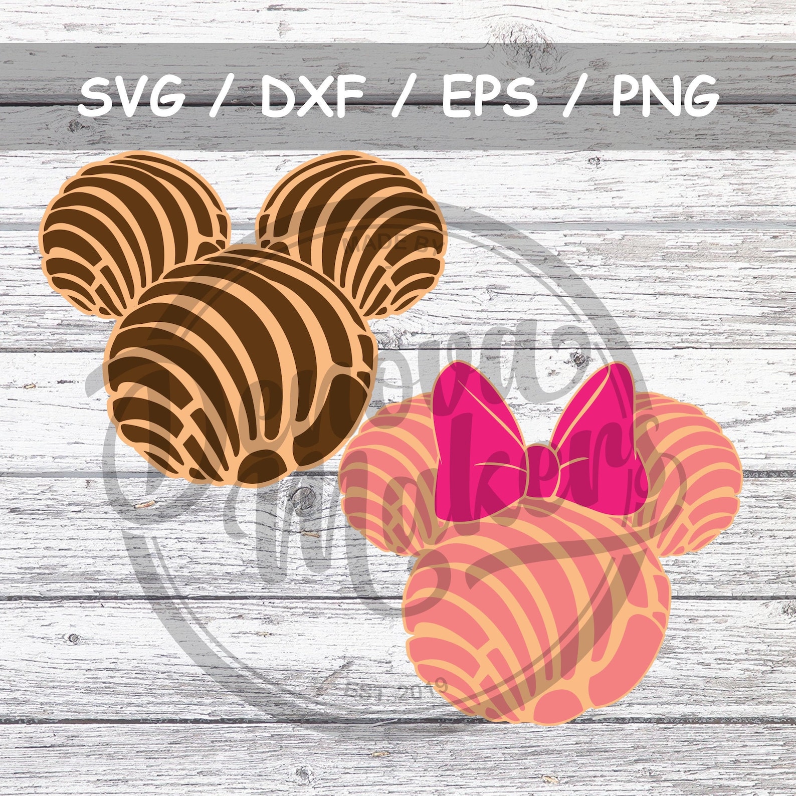 Mickey & Minnie Mouse Concha Cut File - Etsy