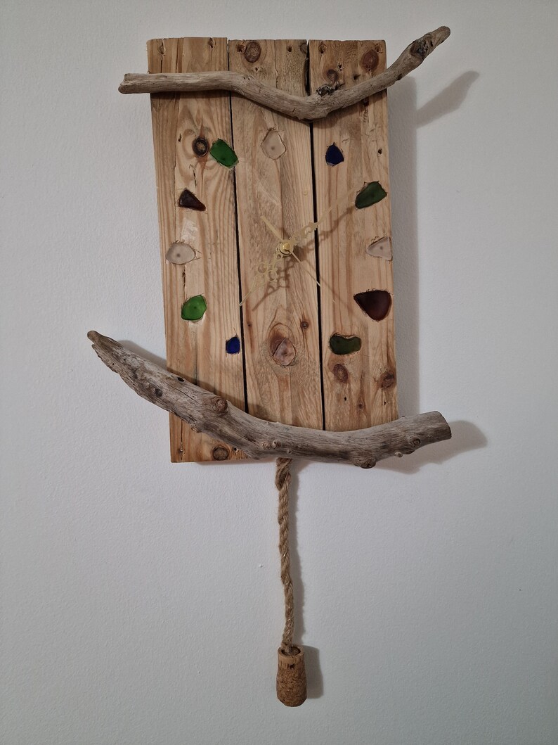 Driftwood & Sea Glass Clock - Etsy