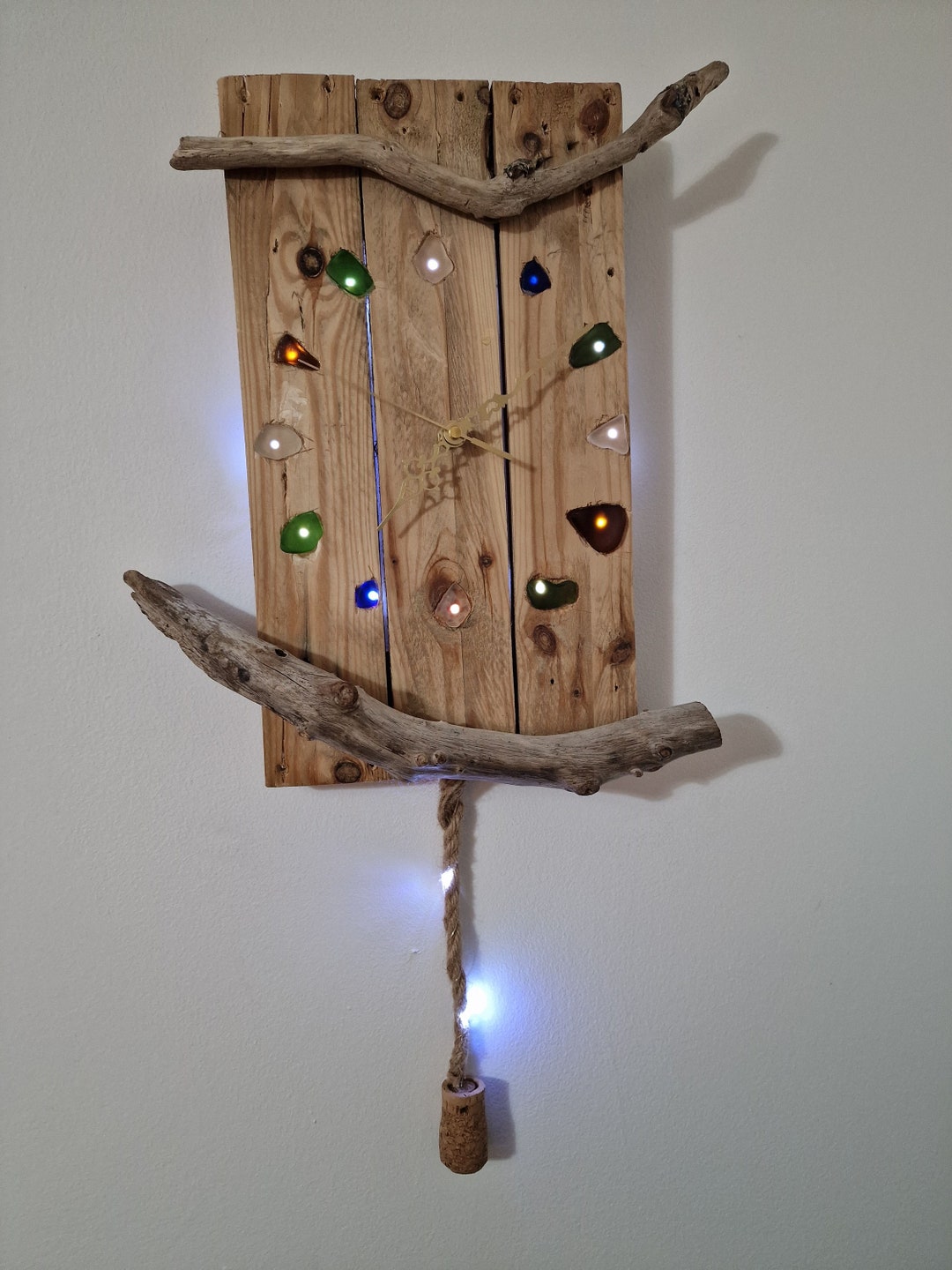 Driftwood & Sea Glass Clock - Etsy