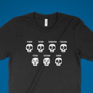 Funny Skull Shirt | Daily Routine, Skull Tee, Halloween Shirt, Spooky ...