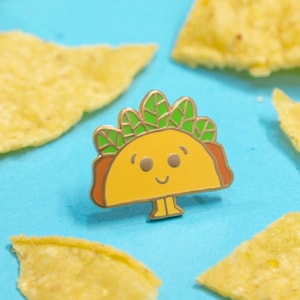 Friendly Taco Enamel Pin | Cute Enamel Pin, Cute Taco, Food Enamel Pins ...