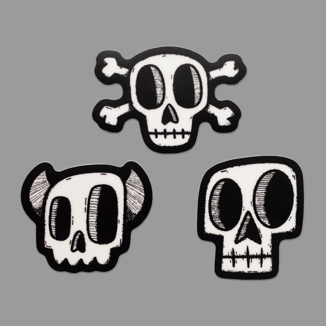 Glow in the Dark Skulls Sticker Pack 3 Skull Stickers, Sticker Bundle ...