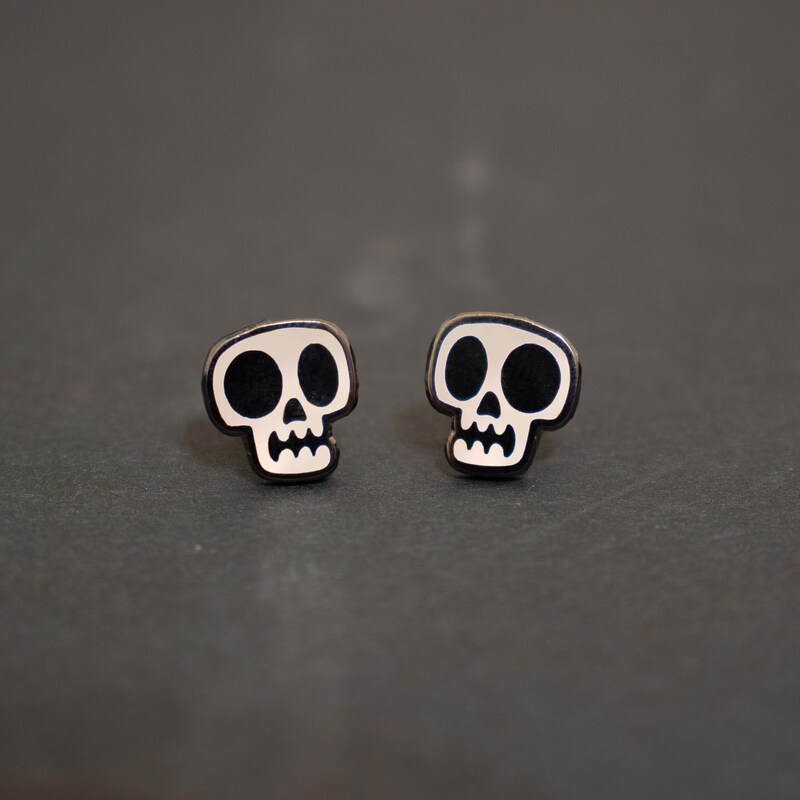 Skull Stud Earrings - Etsy