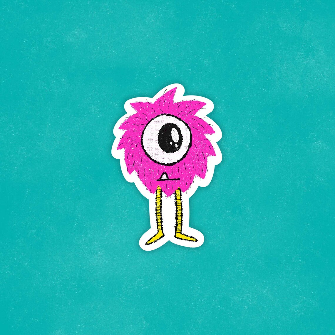 Pink Fuzzy Monster Sticker cute monster sticker for water | Etsy