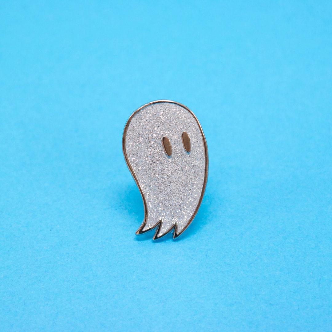 Fred the Ghost Glitter Enamel Pin, Ghost Pin, Halloween Pin, Sparkly ...