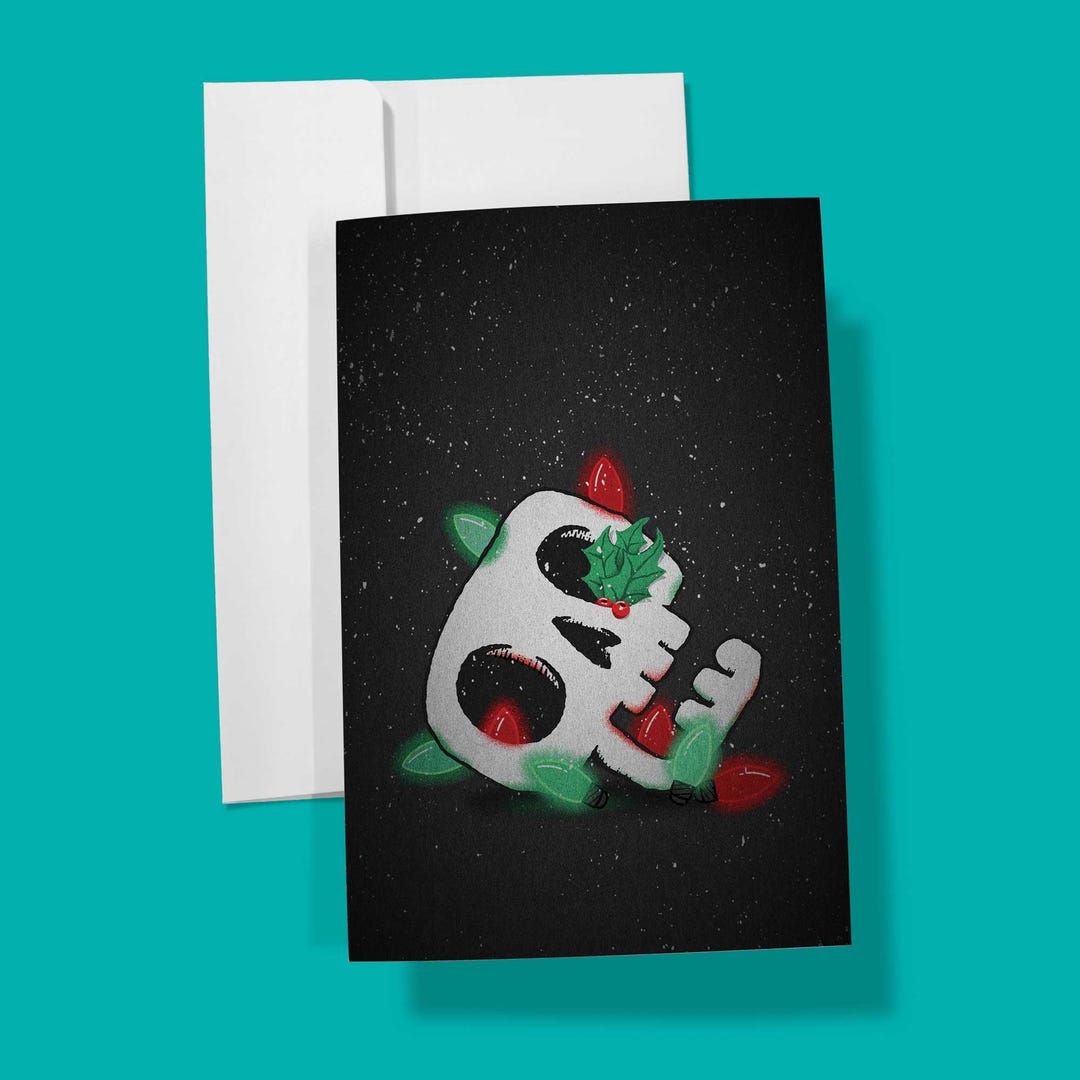 Holly Skull Blank Christmas Card - Etsy