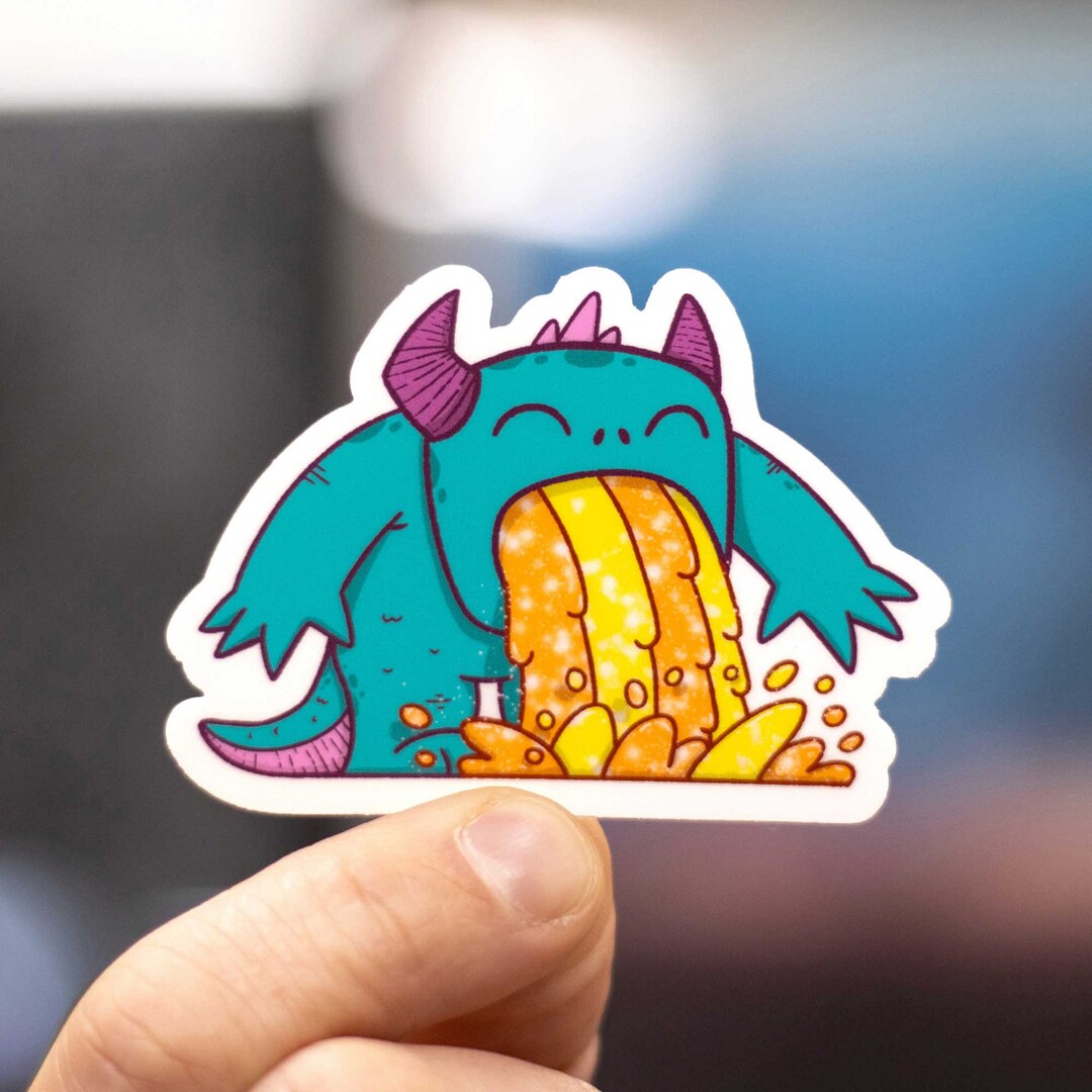 Puking Monster Sticker | Funny Monster Sticker, Silly Monster, Cute ...