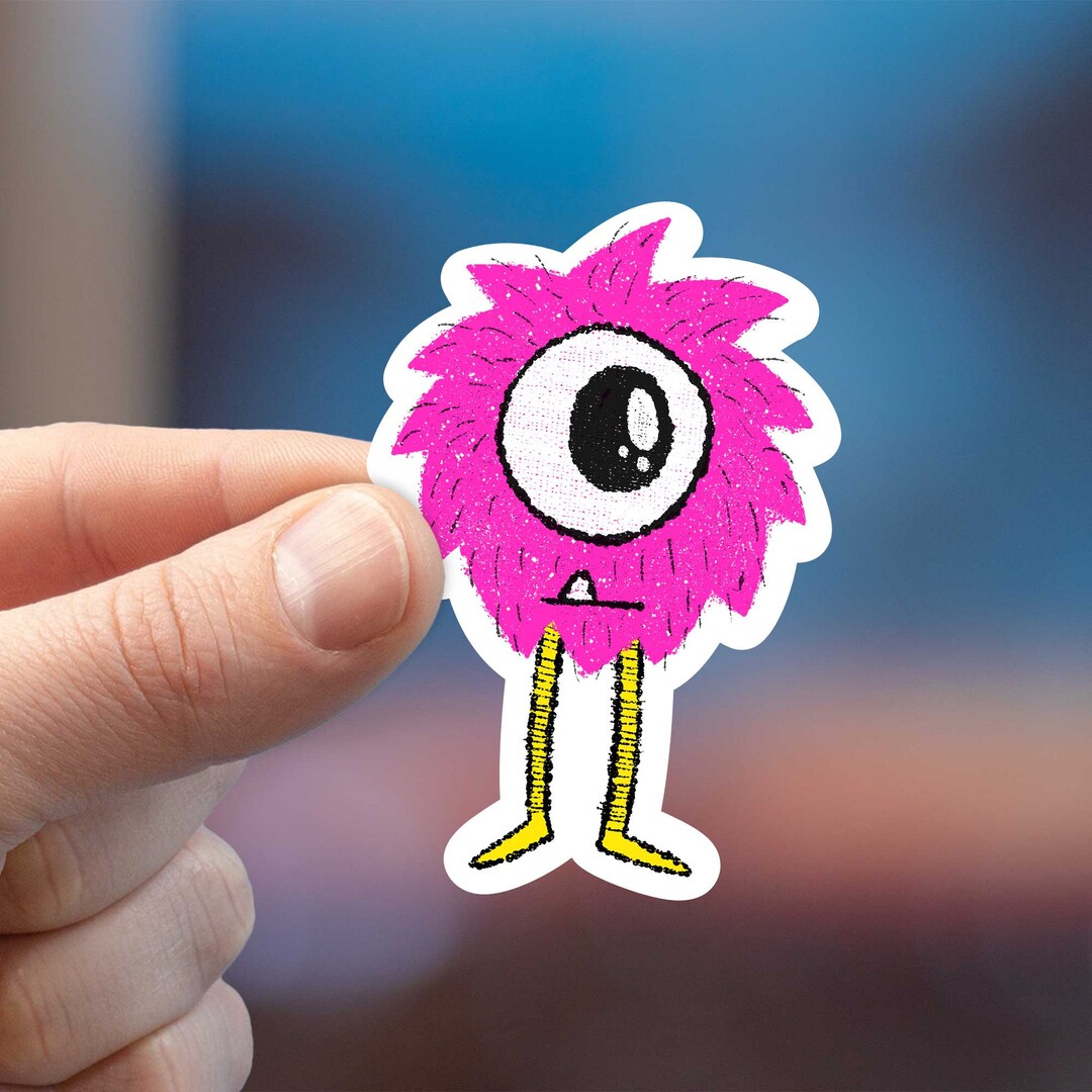 Pink Fuzzy Monster Sticker | Cute Monster Sticker for Kids, Students ...