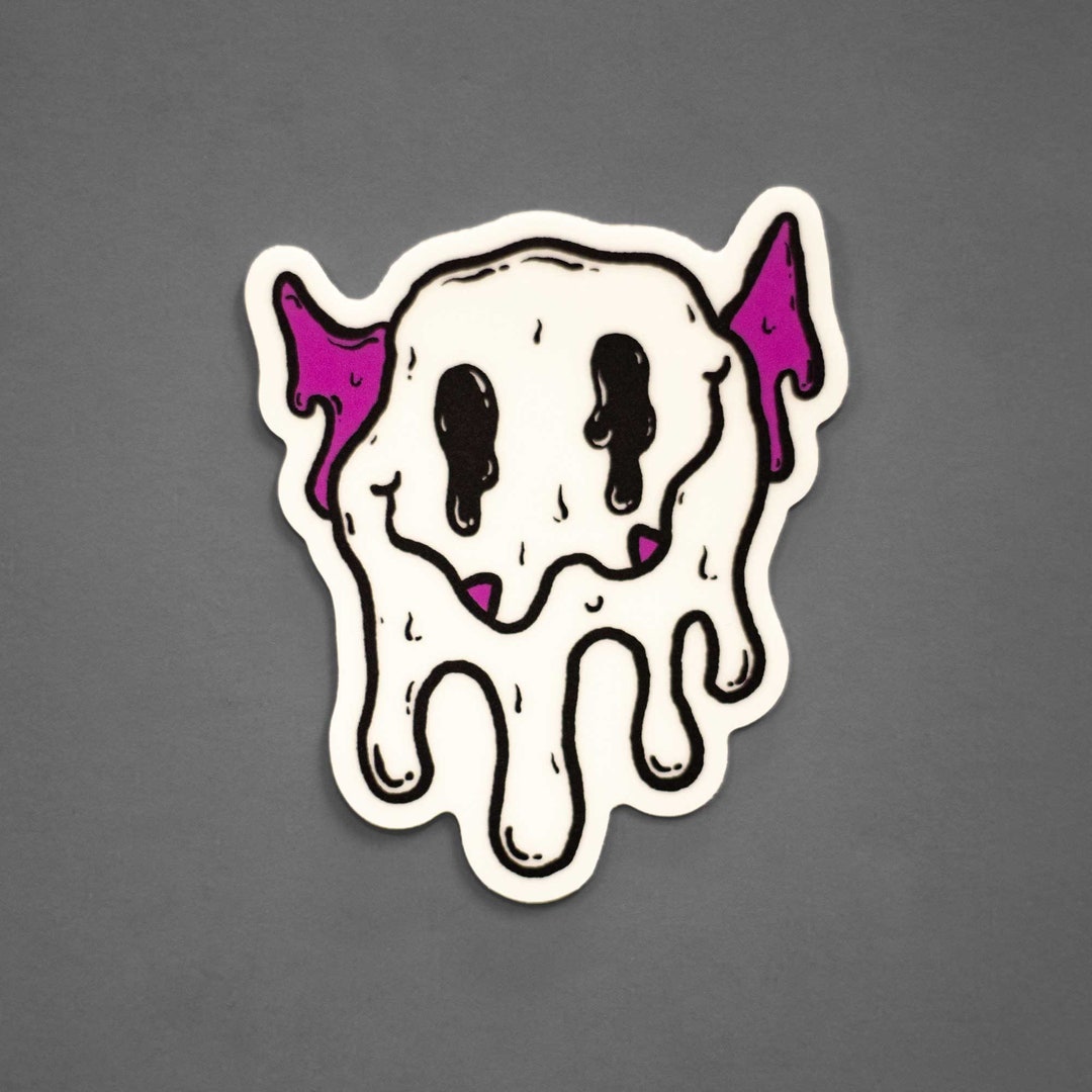 Melty Monster Smiley Face Glow-in-the-dark Skull Sticker, Smiley Face ...