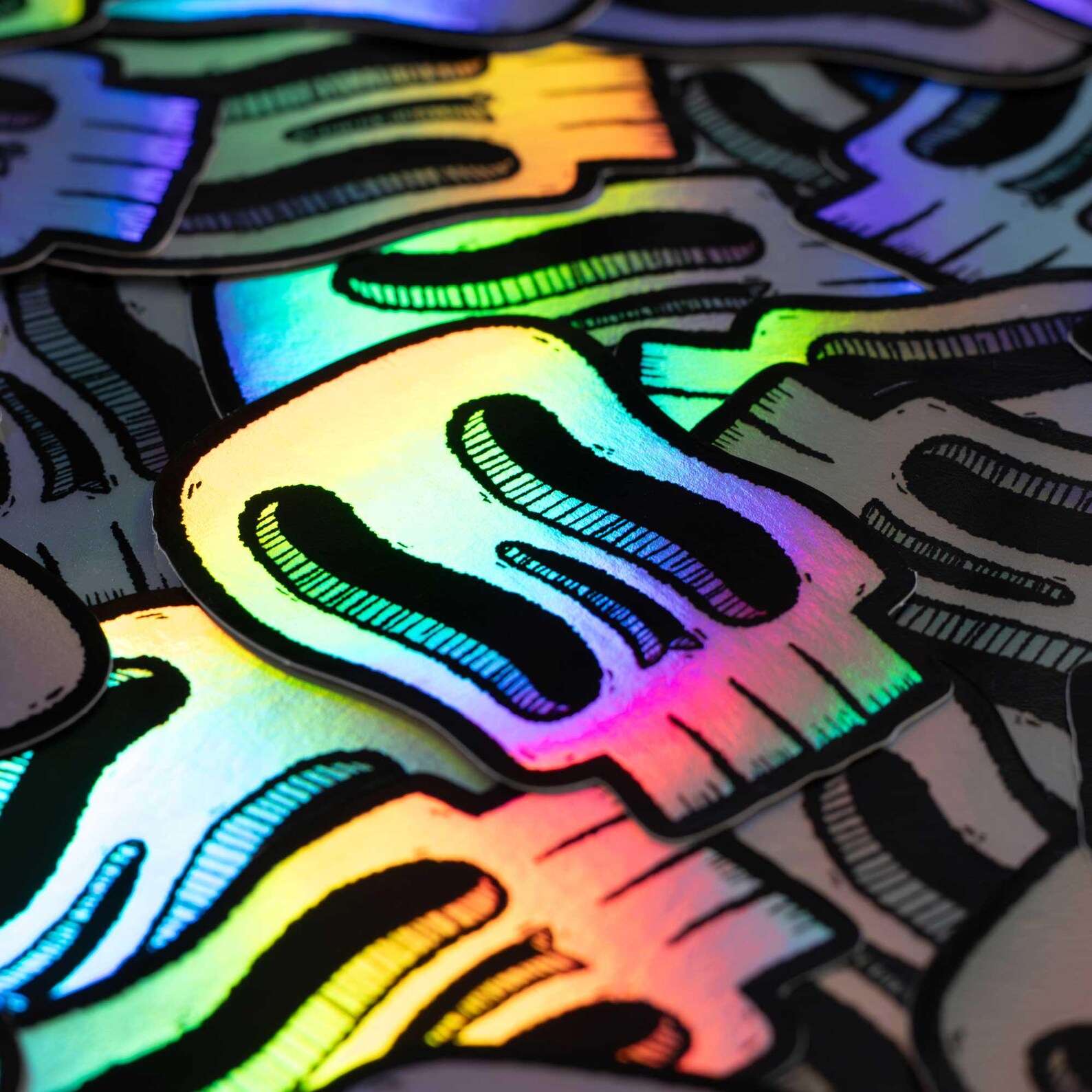 Holographic Wavy Skull Sticker - Etsy