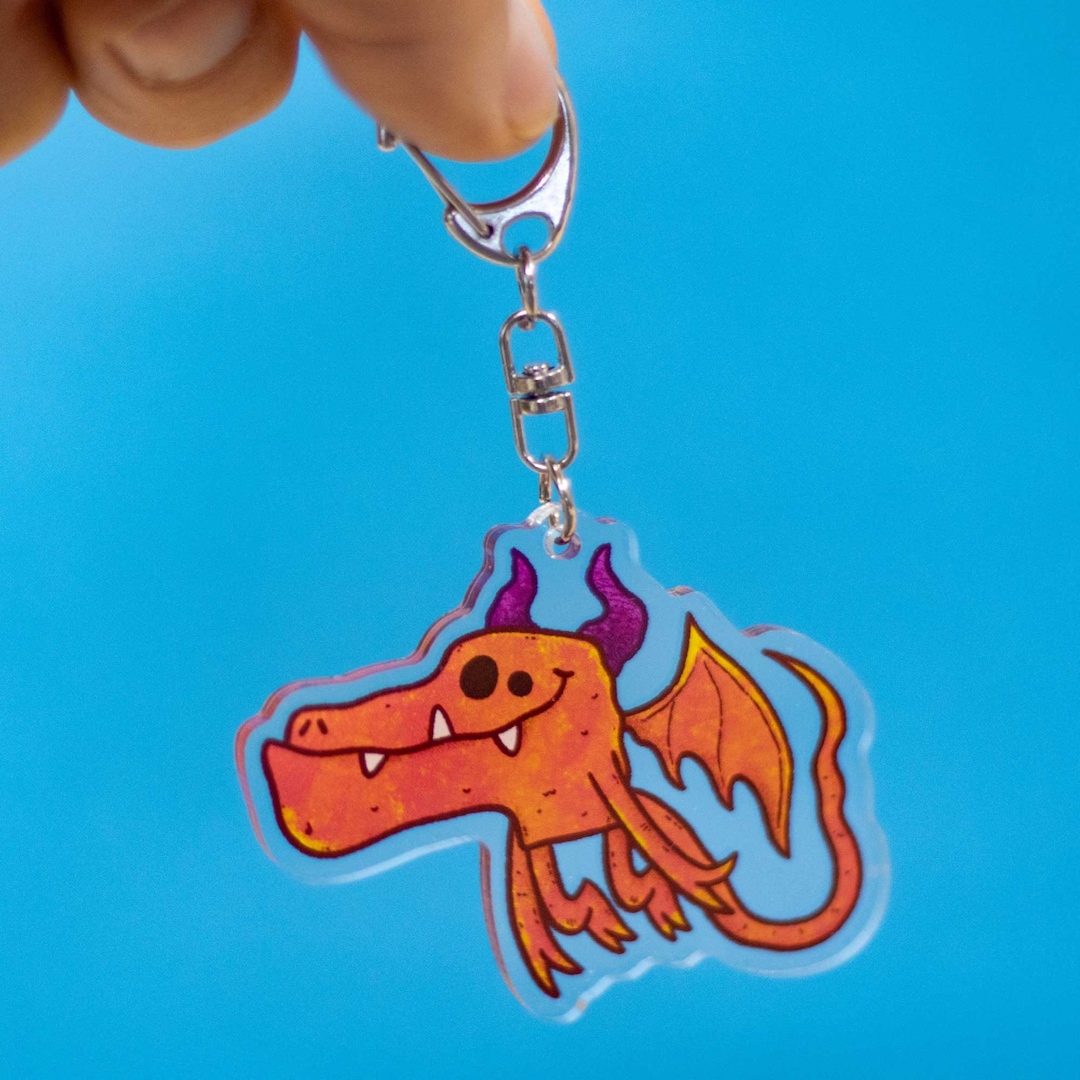 Draggin Dragon Acrylic Keychain, Dragon Keychain, Dragon Charm, Derpy ...