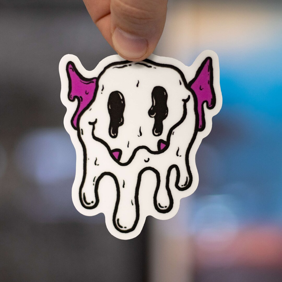 Melty Monster Smiley Face Sticker | Glow-in-the-dark Waterproof Decal ...
