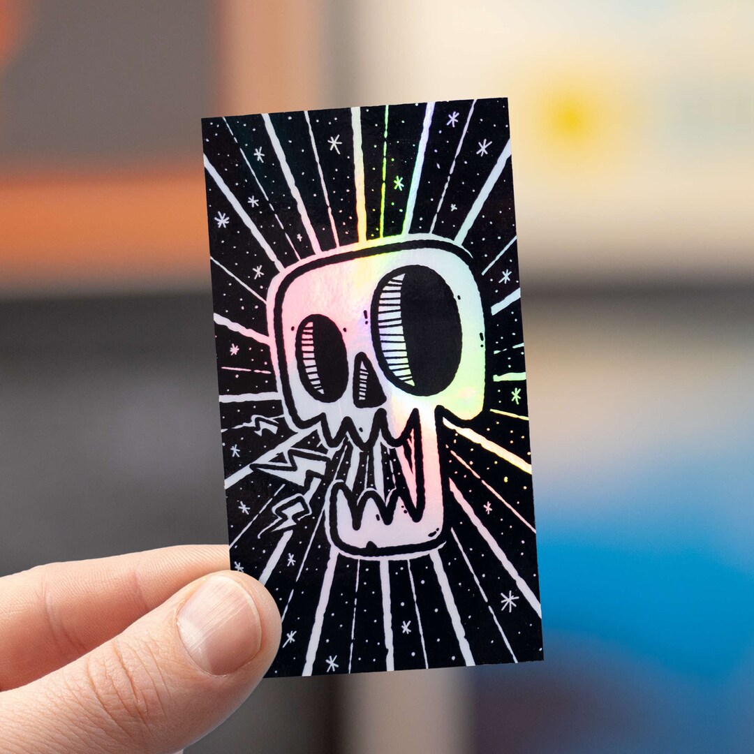 Holographic Punk Skull Sticker - Skulltastic Art (4.5" Tall) - Etsy