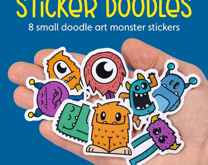 Monsters Sticker Doodles | Silly Mini Sticker Pack, Monster Art ...
