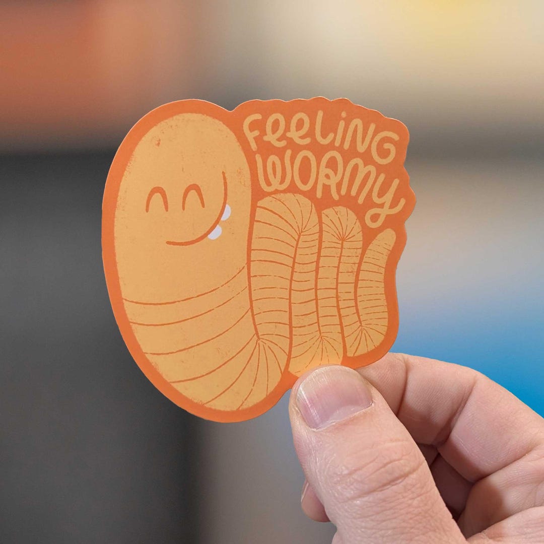 Feeling Wormy Sticker | Worms, Worm Art, Worm Sticker, Cute Sticker ...