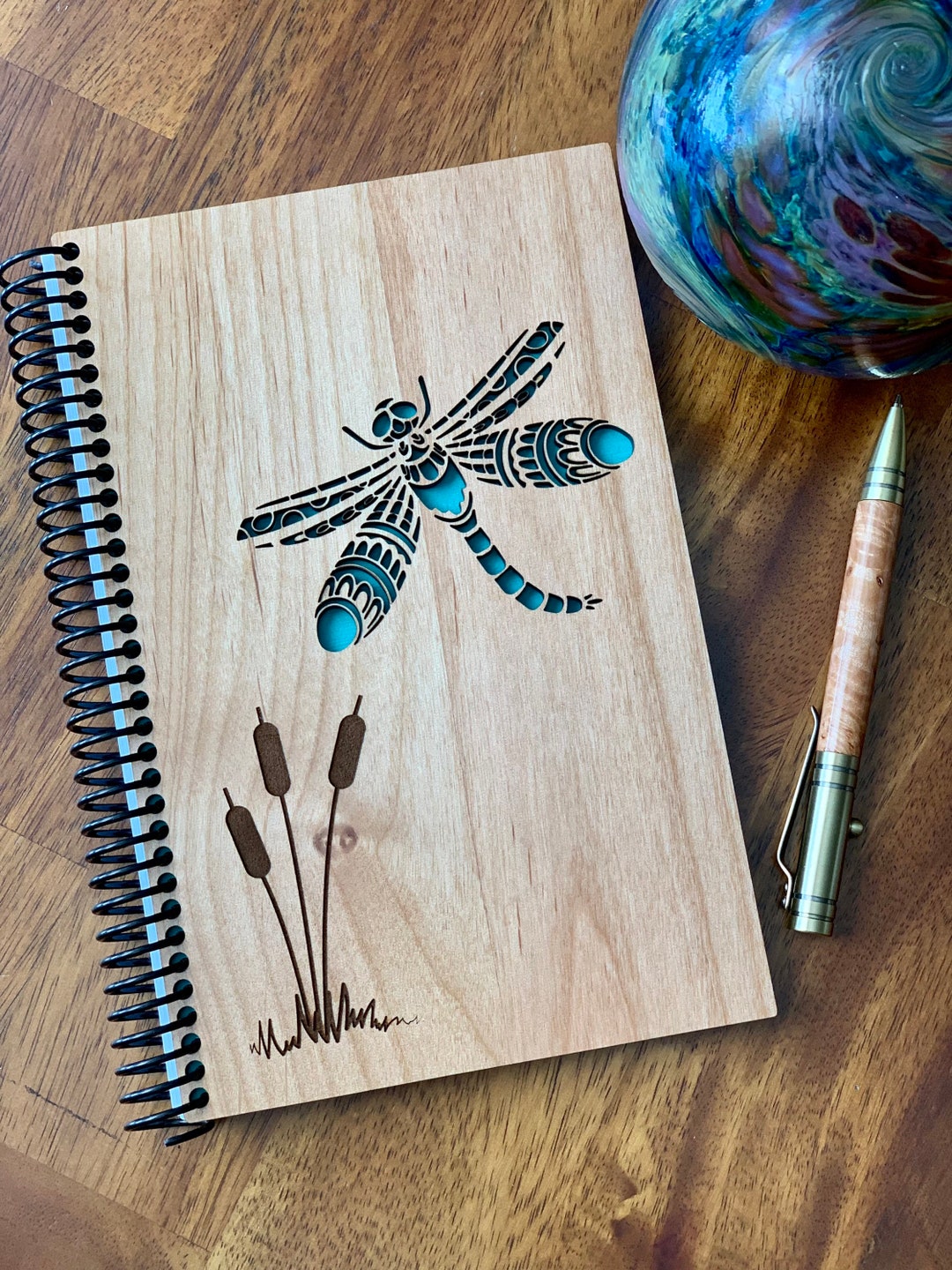 Wood Notebook, Alder Wood is Laser Engraved and Cut Out With “dragonfly ...