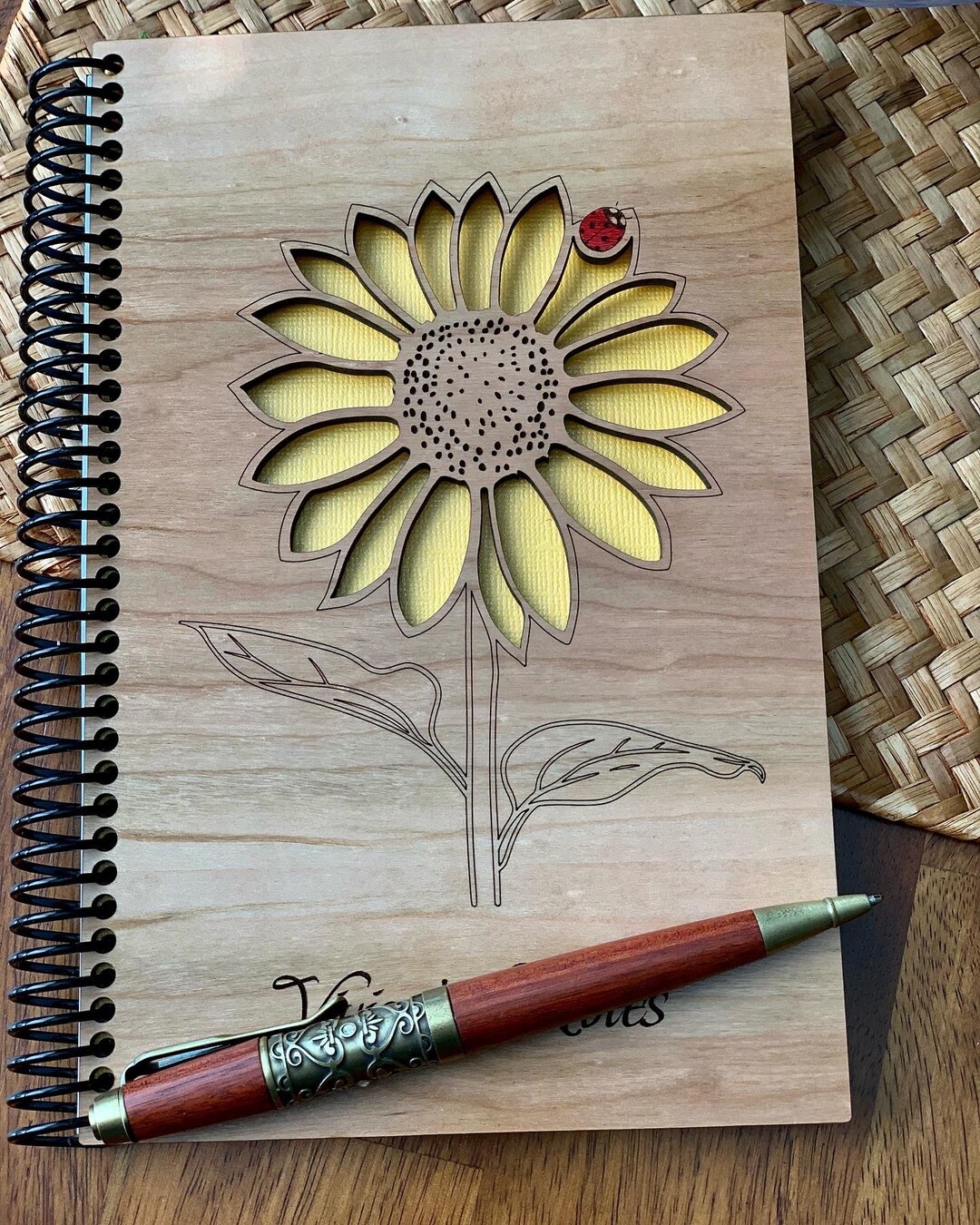 Wood Notebook, Cherry Wood is Laser Engraved and Cut Out With ...
