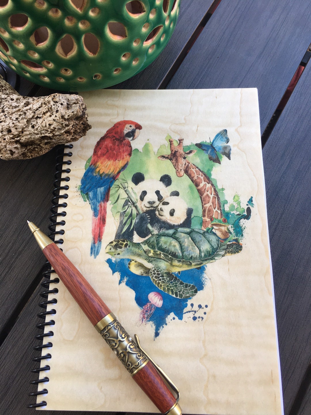 Wood Notebook! Beautiful Curly Maple or Aspen Wood Veneer Notebook ...