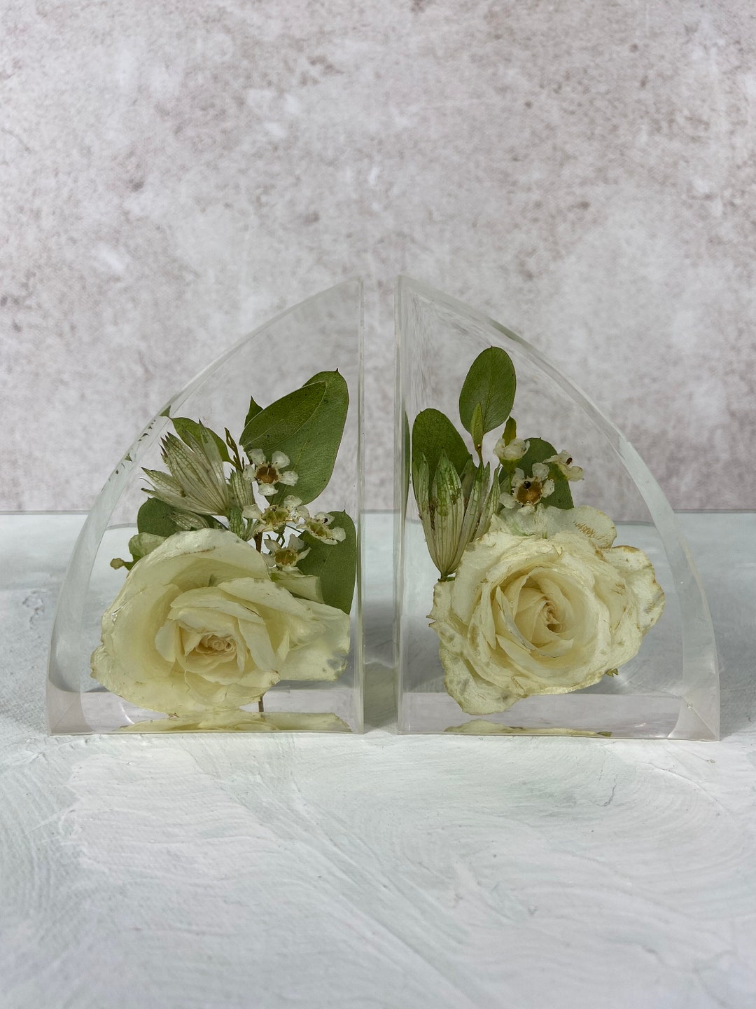 Custom Bridal Mini Bookends Made With Your Wedding Bouquet Flowers ...