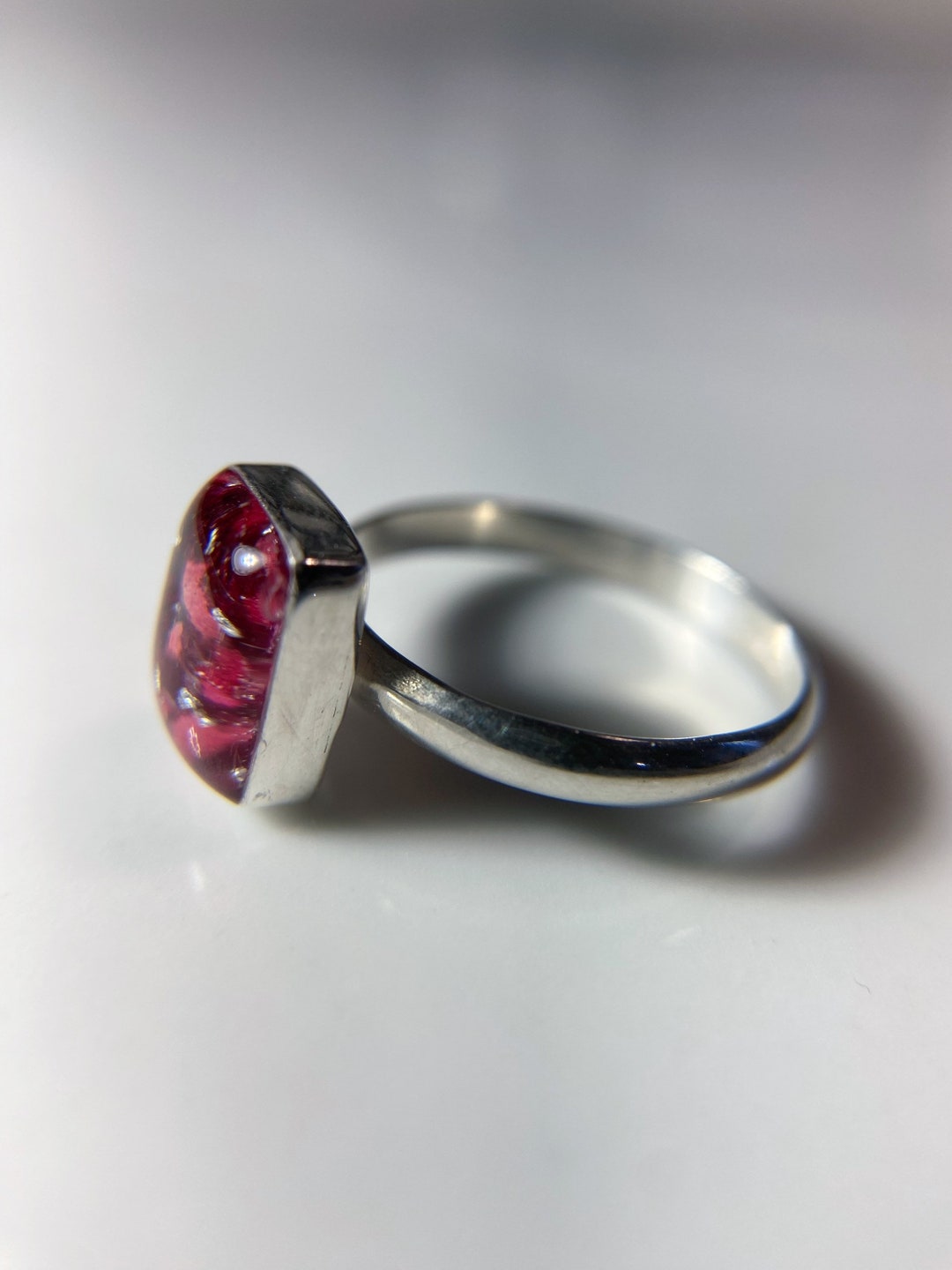 Custom Memorial Ring, Bereavement Gifts, Dainty Rectangle Silver Ring ...