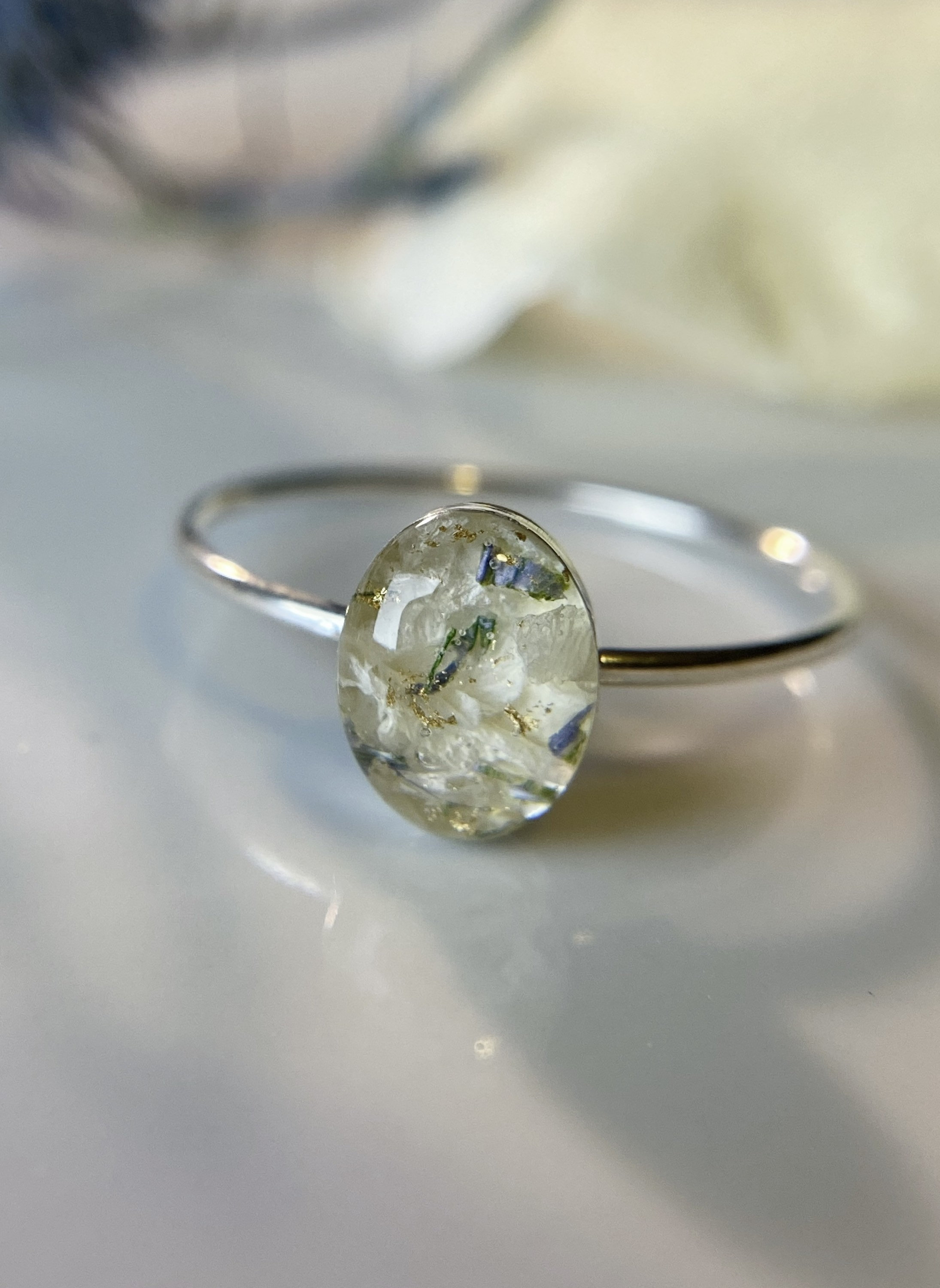 Custom Silver Oval Ring Funeral Flower Keepsake Memorial - Etsy