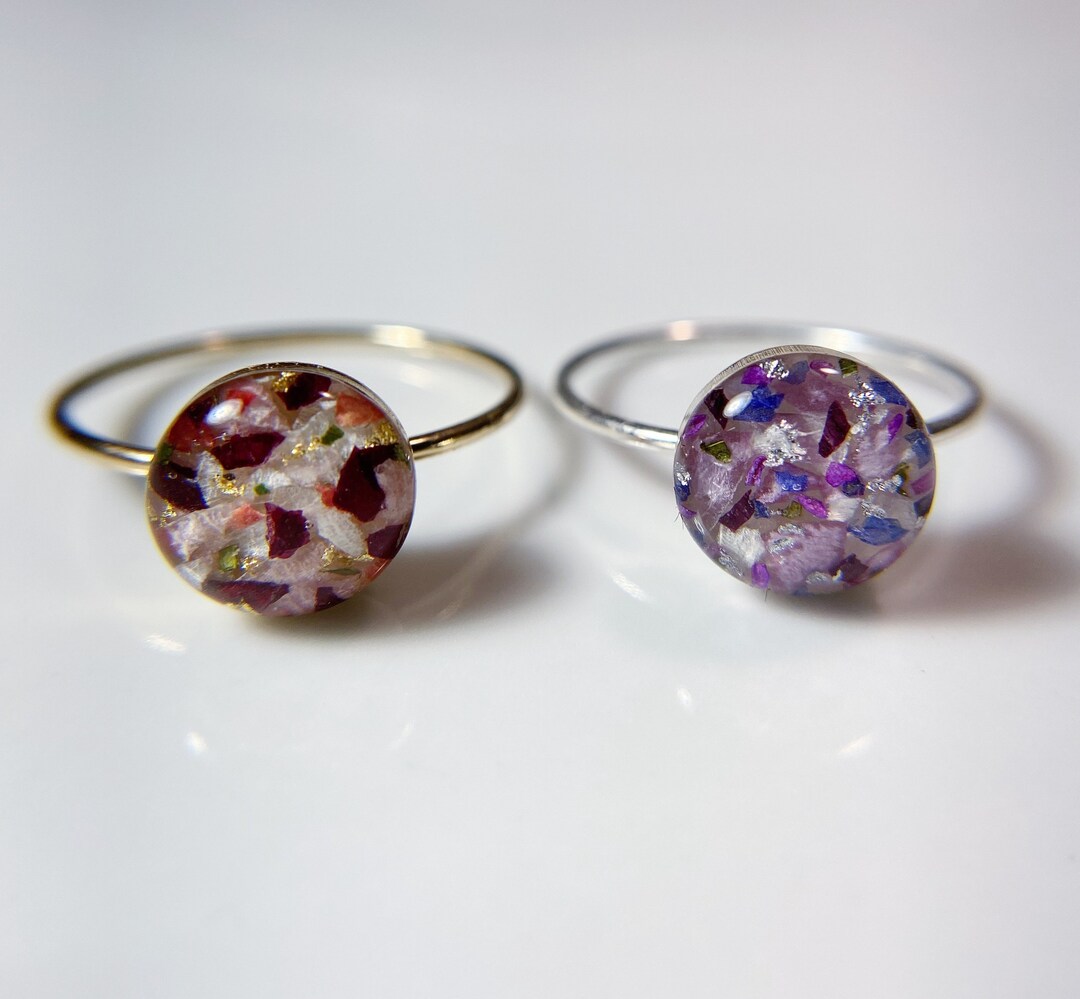 Custom Circle Gold Filled Funeral Flower Ring, Bereavement Gift, Loss ...