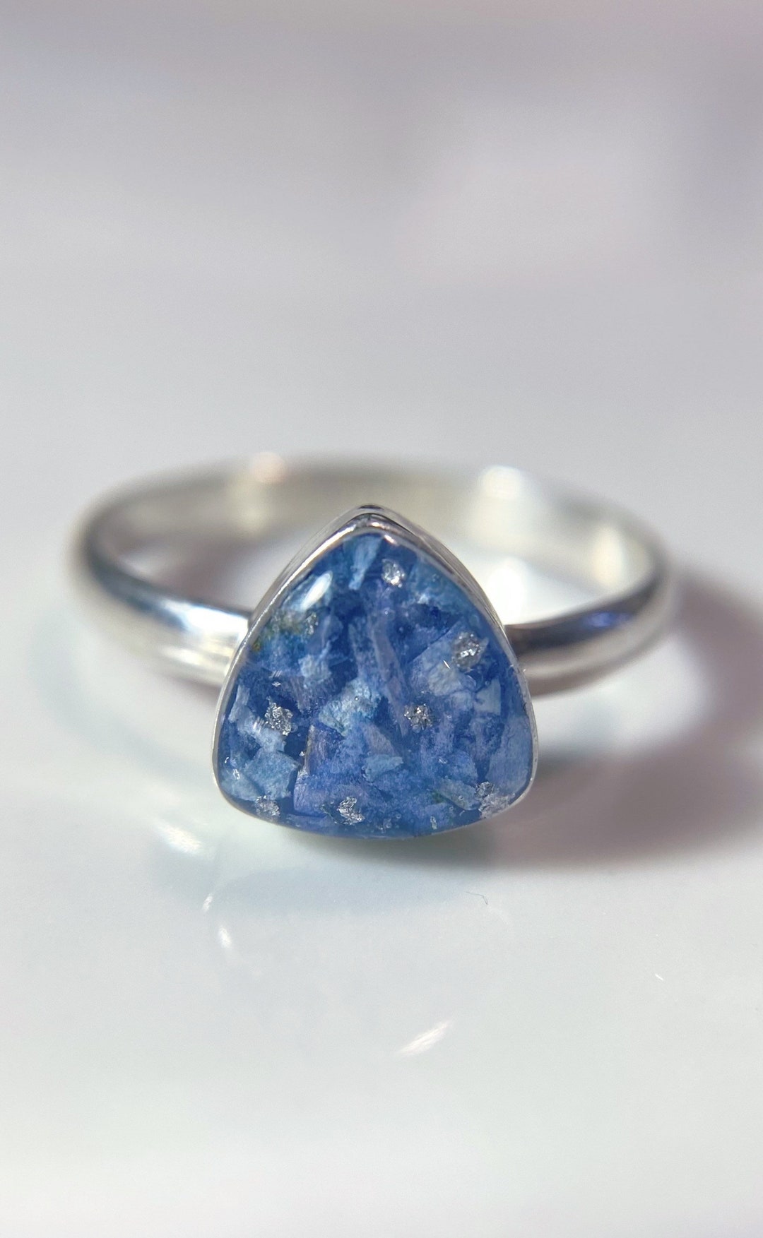 Custom Memorial Ring, Bereavement Gifts, Dainty Triangle Silver Ring ...