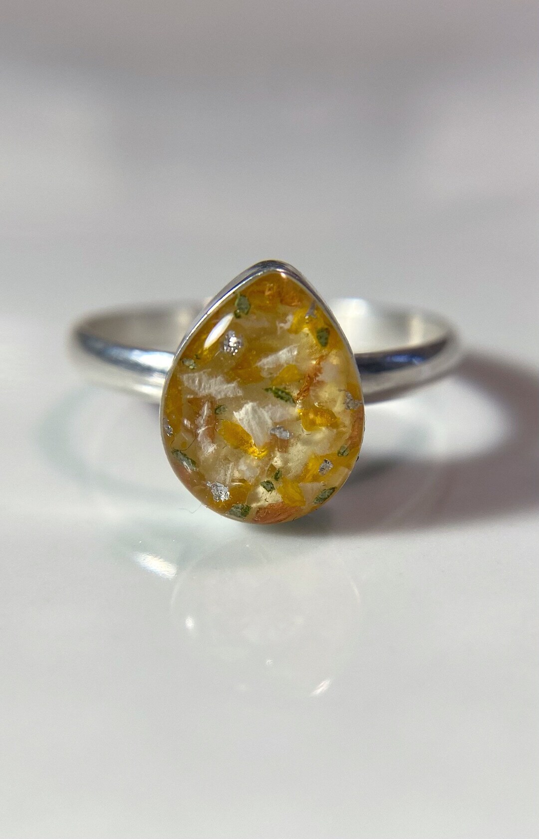 Custom Memorial Ring, Bereavement Gifts, Pear Teardrop Silver Ring ...