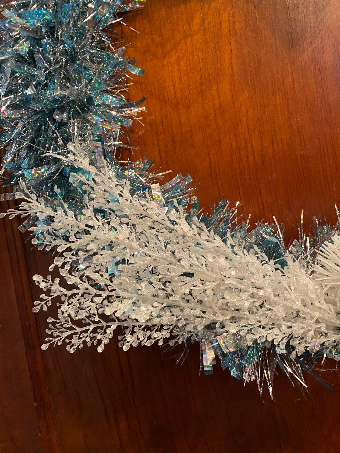 Snowy Tinsel Wreath - Etsy