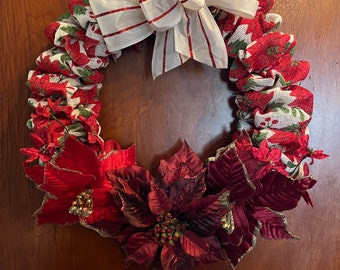 Simple Red Poinsettia Christmas Wreath - Etsy