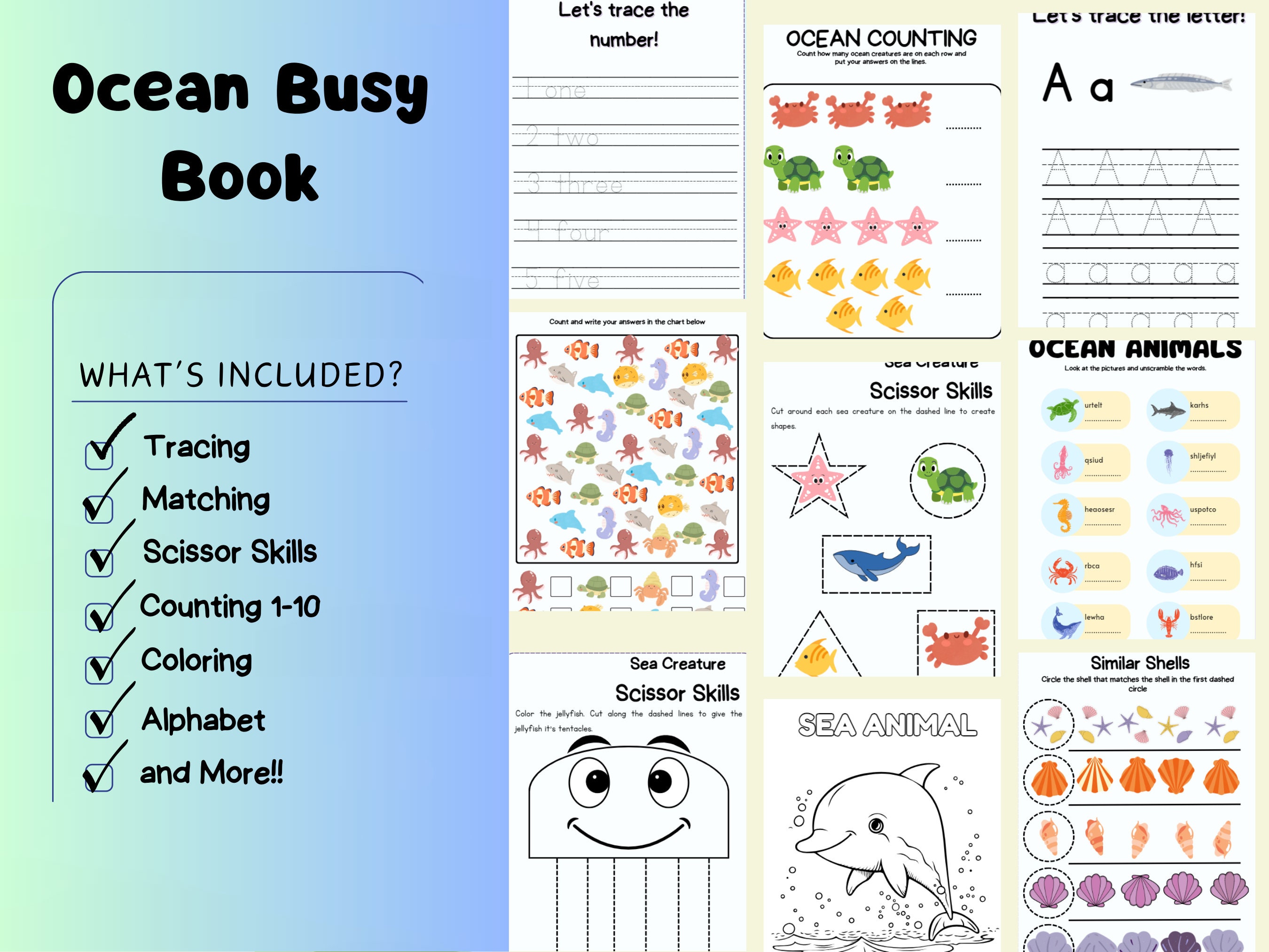Ocean Busy Book DIY Printable Pre-k Preschool Homeschool Resources ...