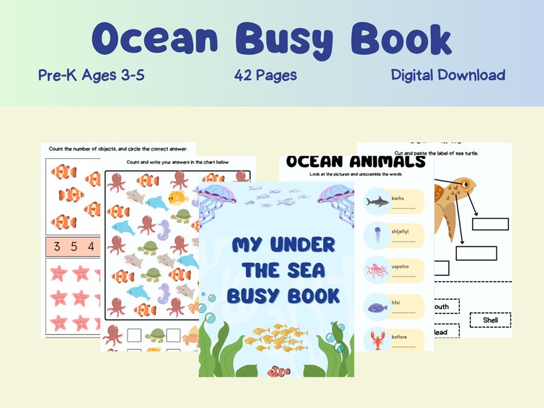 Ocean Busy Book DIY Printable Pre-k Preschool Homeschool Resources ...