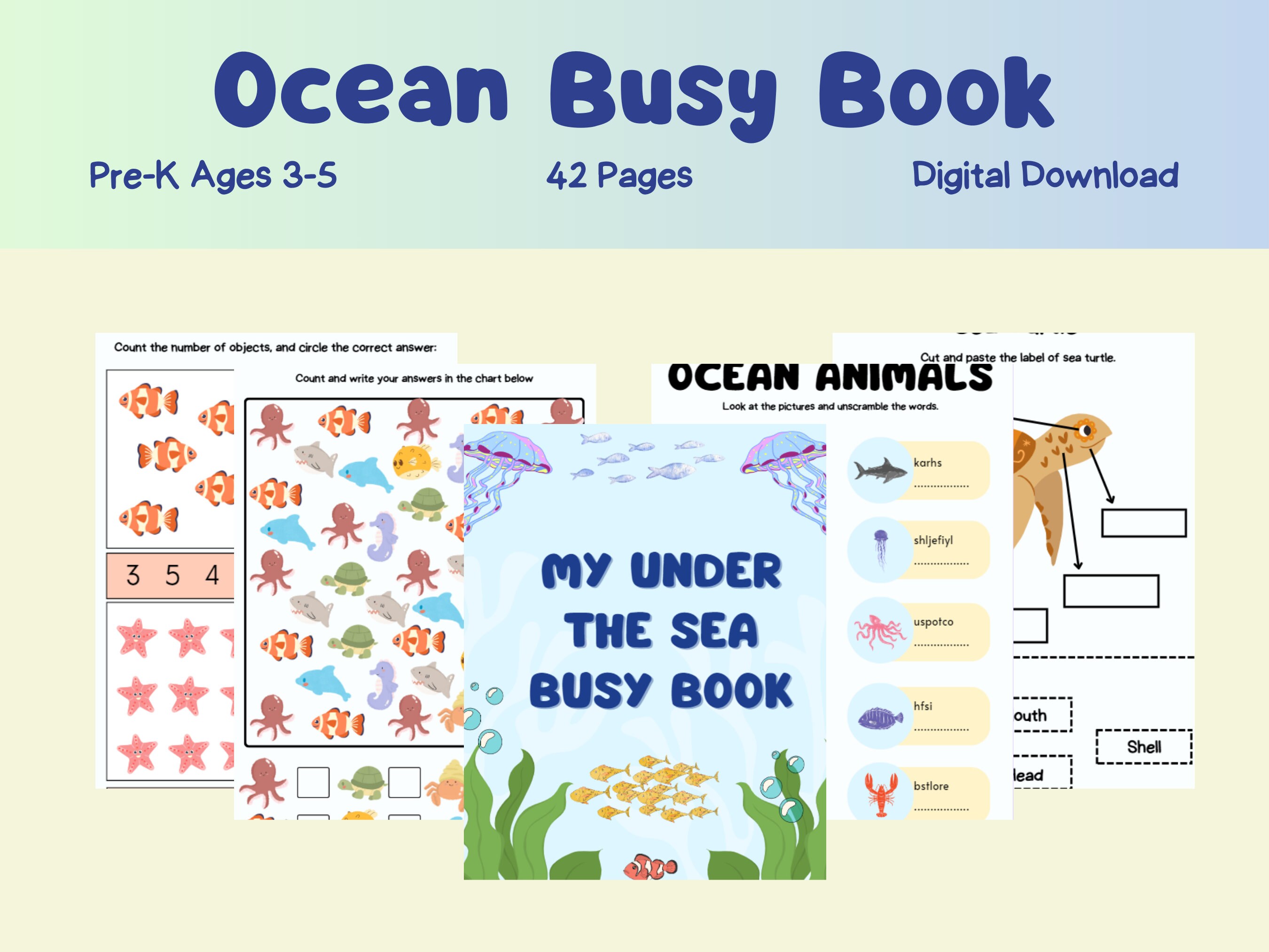 Ocean Busy Book DIY Printable Pre-k Preschool Homeschool Resources ...