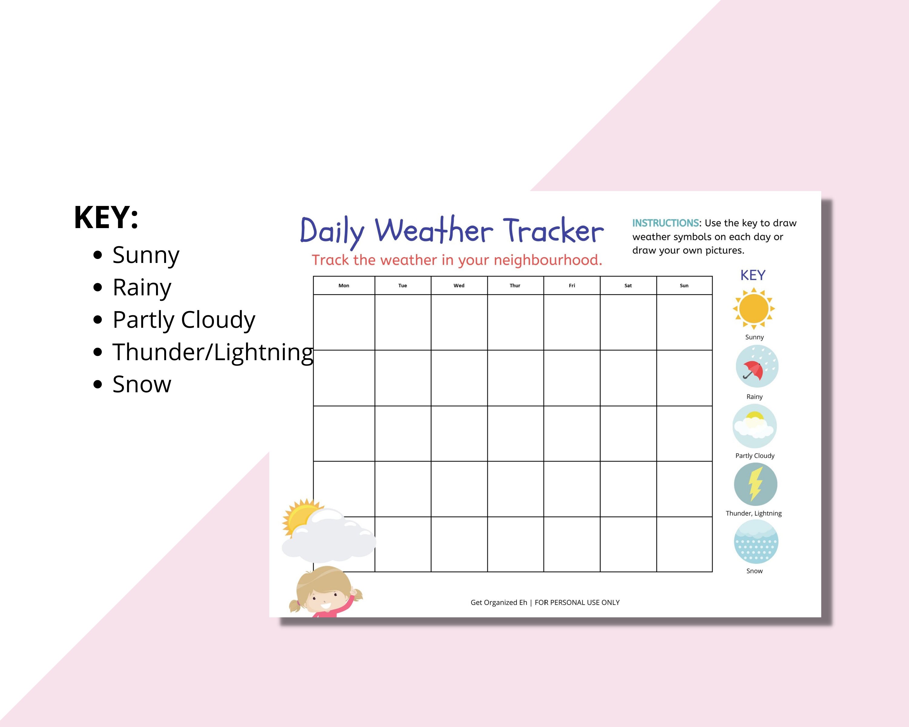 Kids Weather Chart Weather Tracker Printable Montessori | Etsy