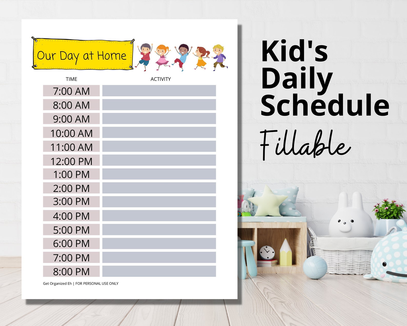 Printable daily schedule template for kids - fertondemand