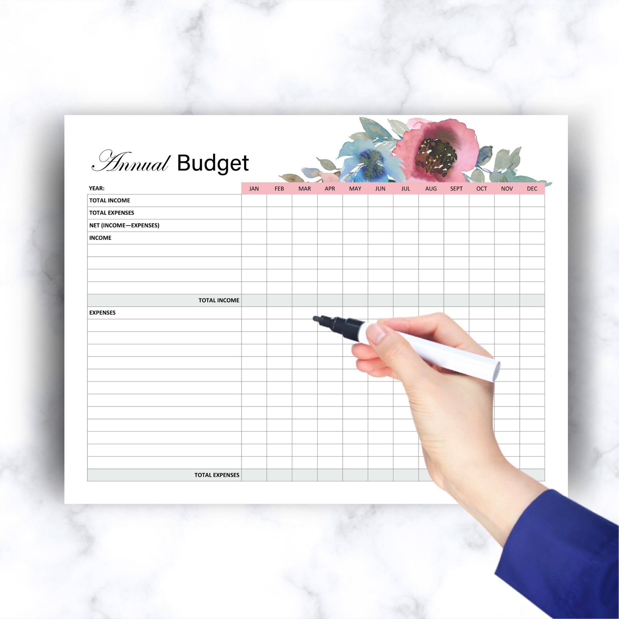 12-Month Budget planner Budget printable Budget Template | Etsy