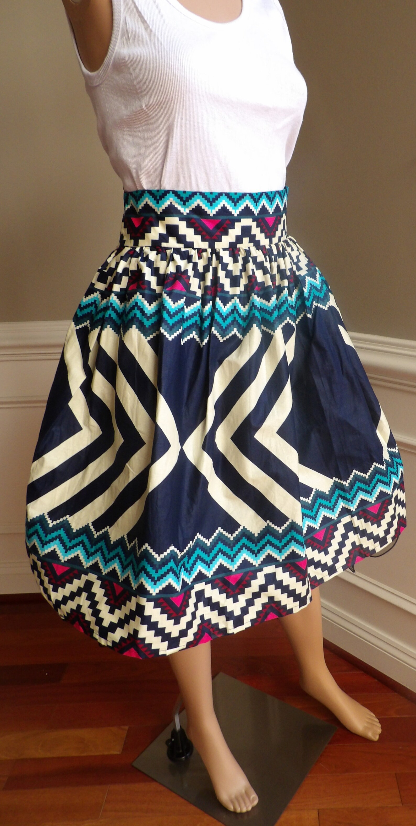 African Print Flare Skirt Etsy