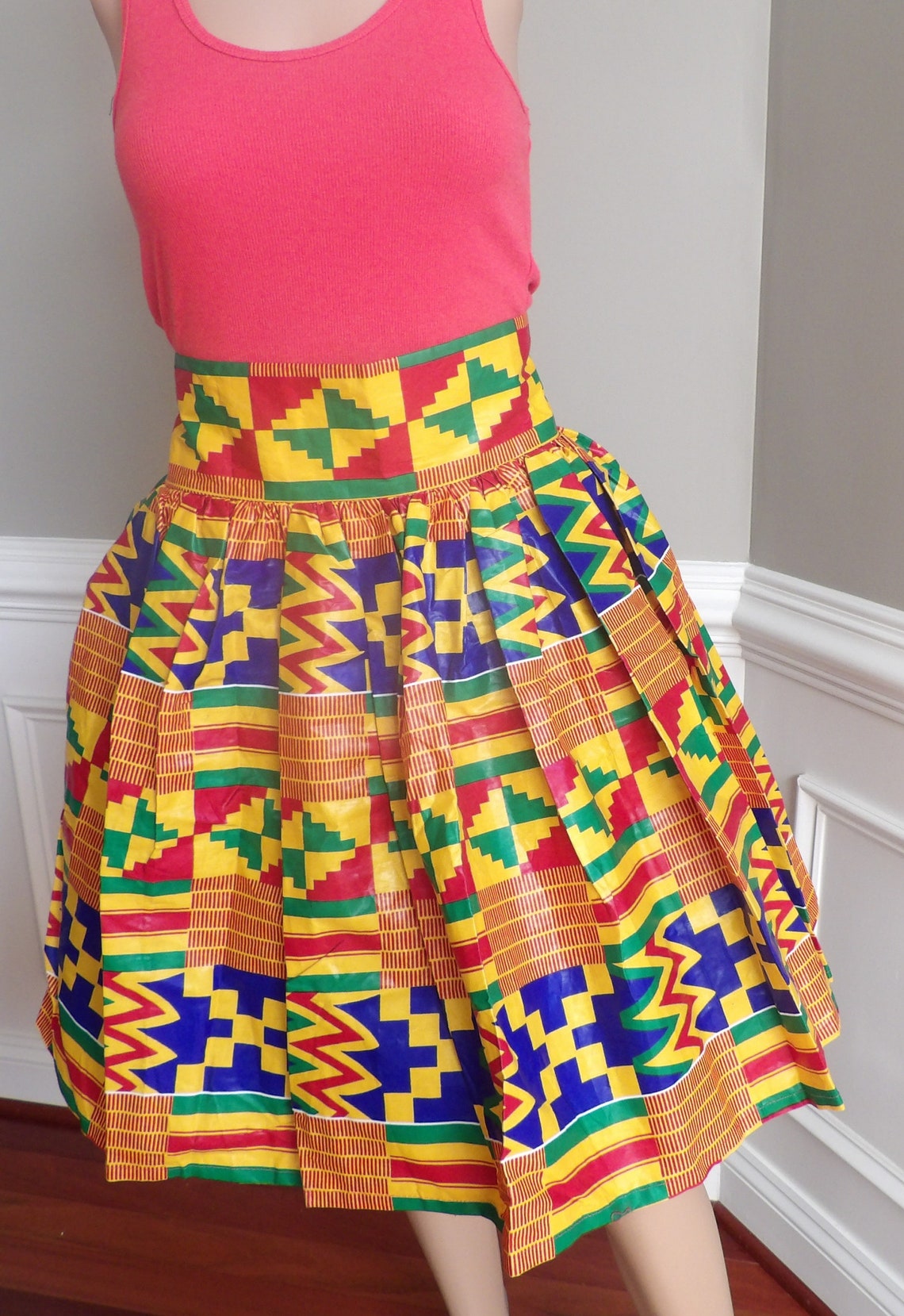 African Print Kente Flare Skirt Etsy