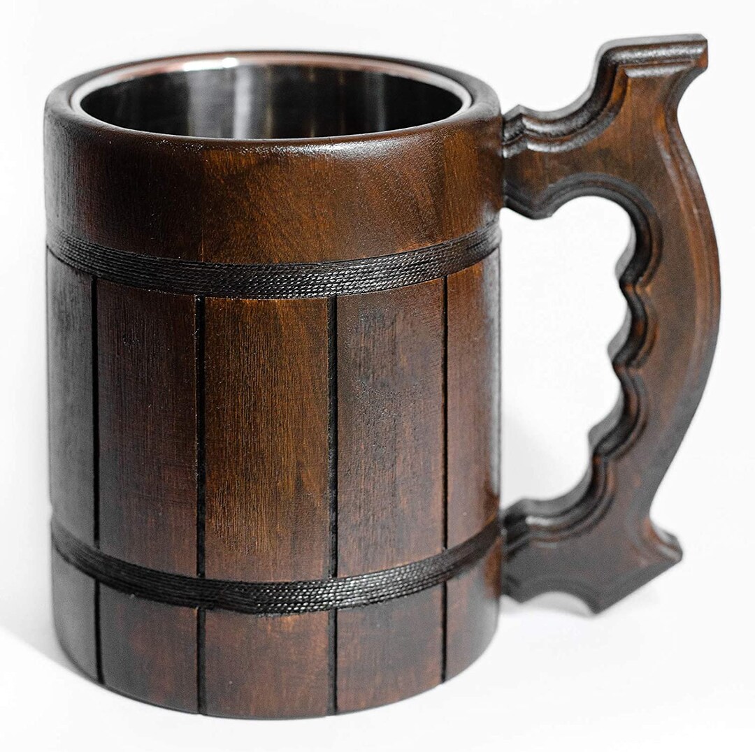 Handmade Wood Mug 20 Oz (0.6L) Wood Carving Beer Mug of Wood Great Beer ...
