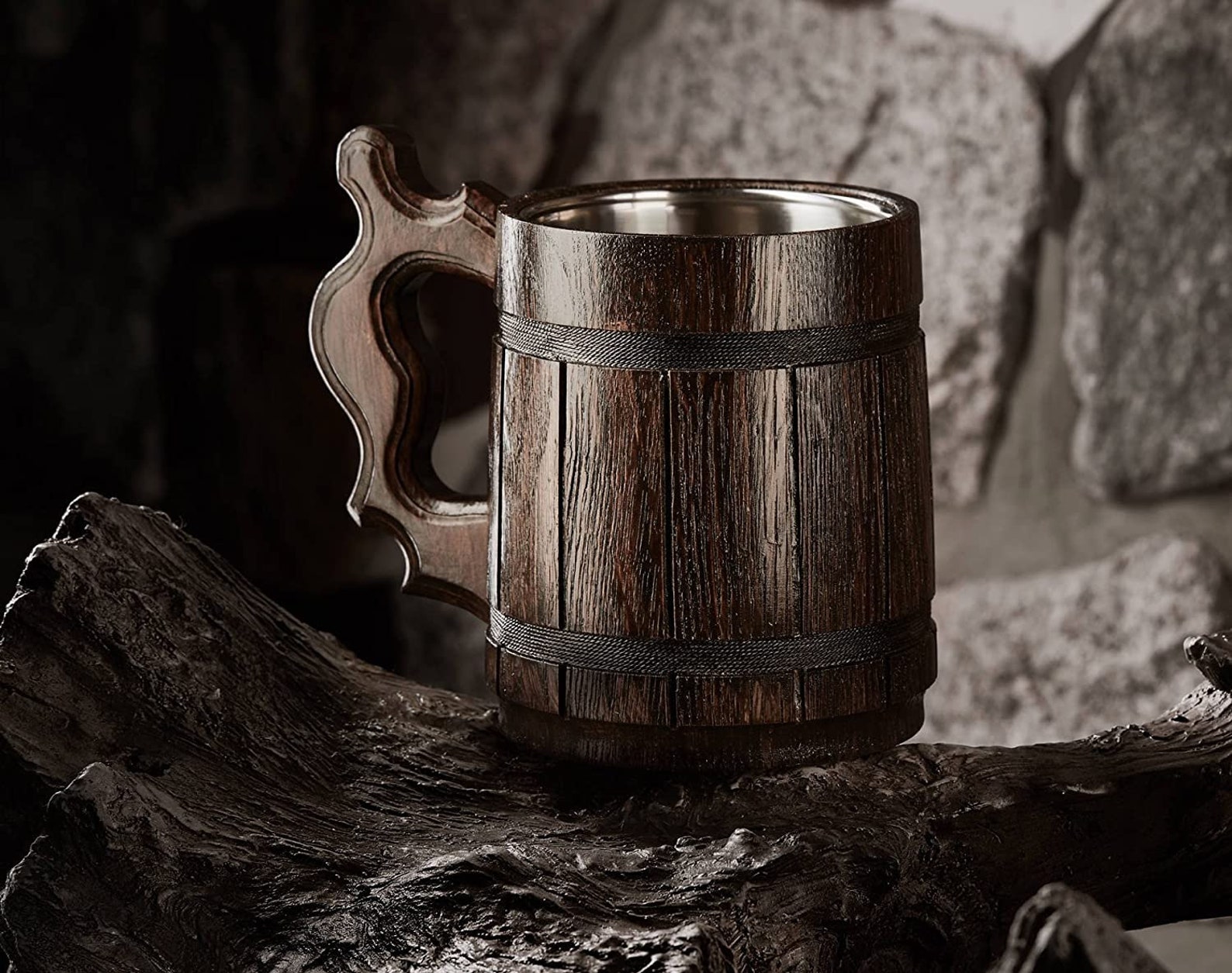 Handmade Wood Mug 20 Oz (0.6L) Wood Carving Beer Mug of Wood Great Beer ...