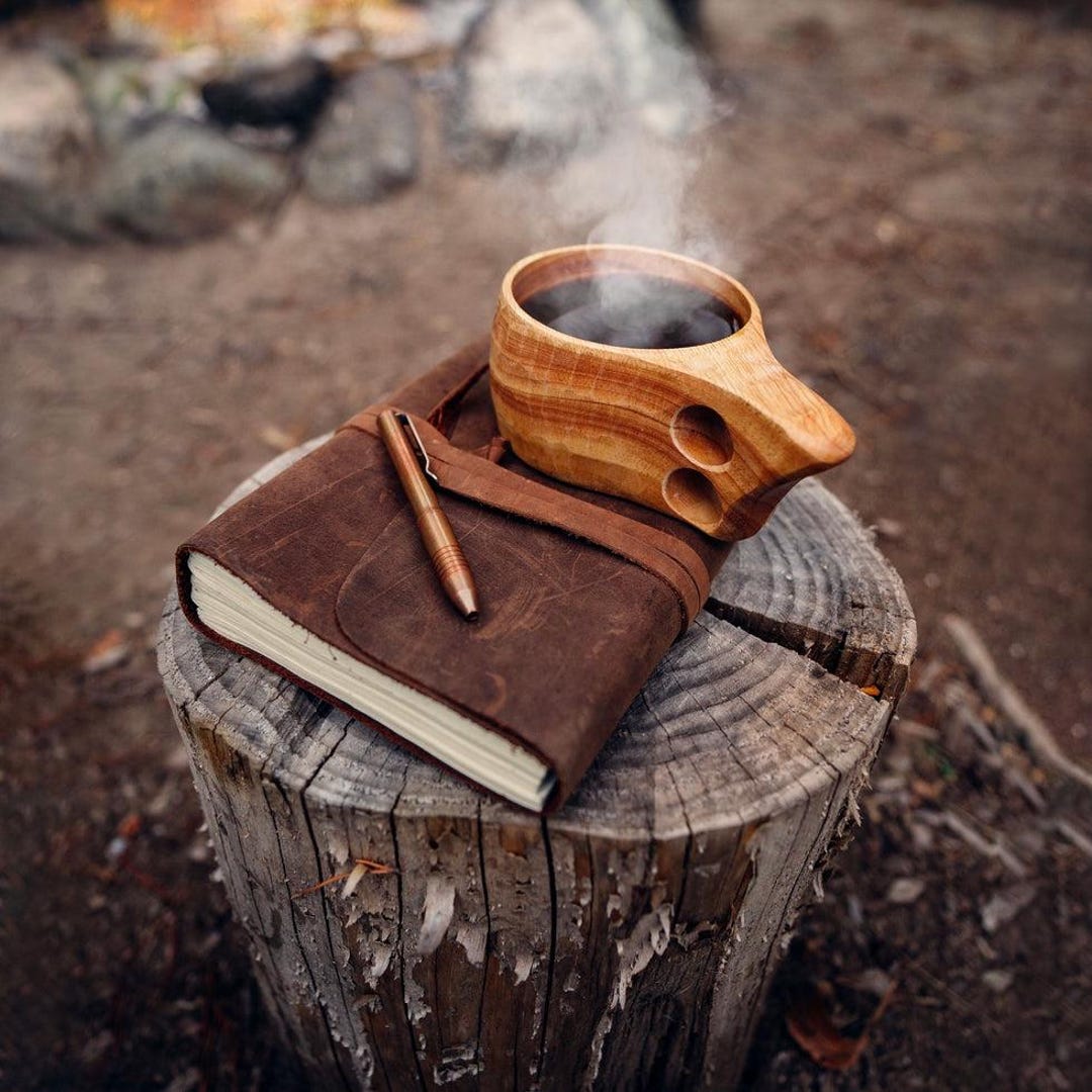 Rustic 200ml Finnish Kuksa Mug – Natural Wood Handheld Cup for Coffee ...