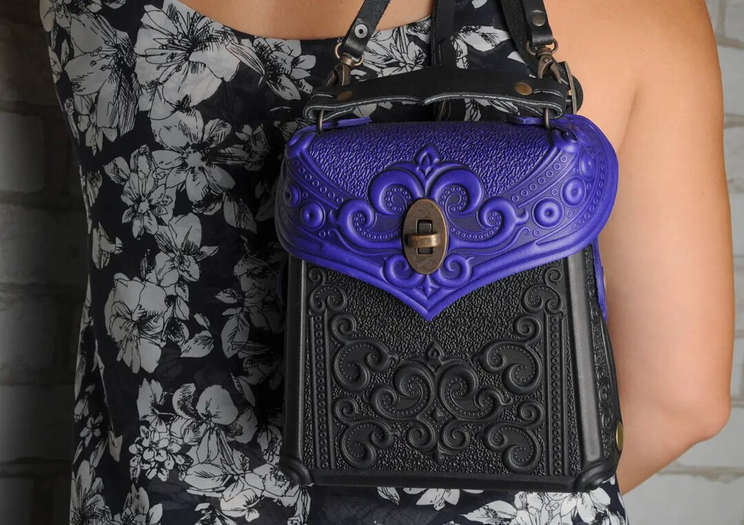 Ukrainian Handmade Leather Ultramarine-black Backpack, Bag-backpack ...